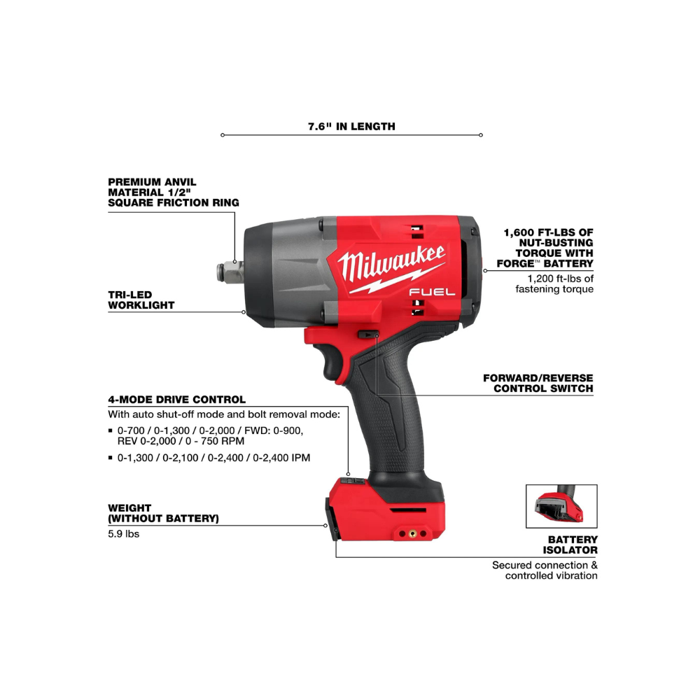 M18 FUEL 1/2" High Torque Impact Wrench w/ Friction Ring - Farwest Line ...